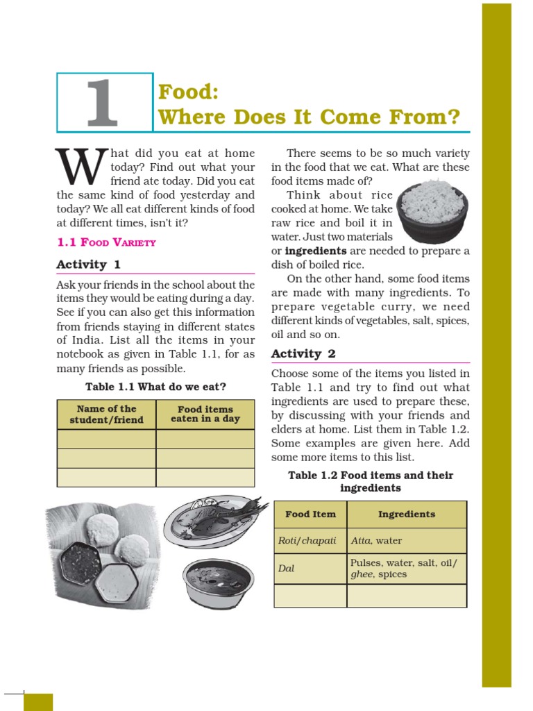Class 6 - Science - Food - 7 Pages | PDF | Foods | Curry