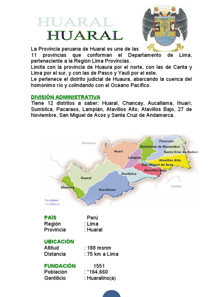 Historia y distritos de Huaral, Perú | PDF | Viajes y turismo
