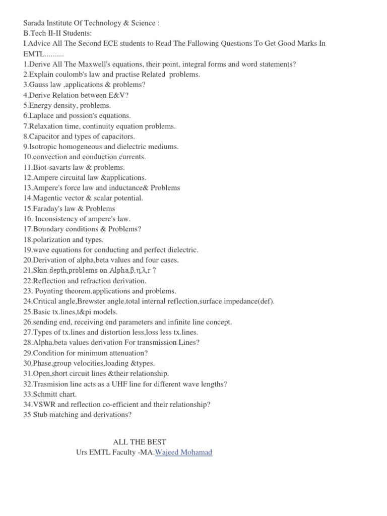 EMTL Study Guide for ECE Students | PDF