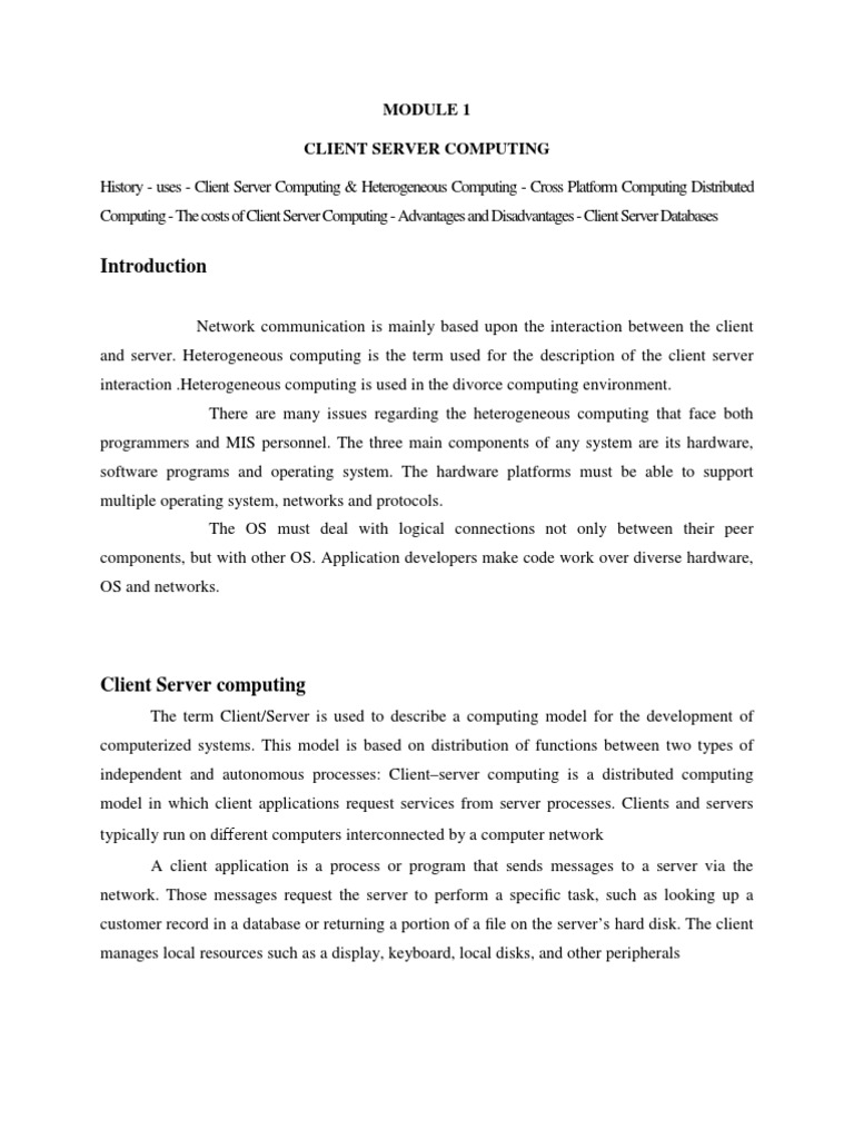 B.tech CS S8 Client Server Computing Notes Module 1 | Download Free PDF ...