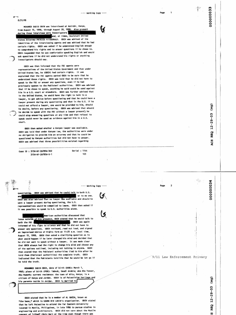 T5 B35 K Moore FBI 302 1 of 3 FDR - Memo Re Mohamed Sadiq Odeh ...