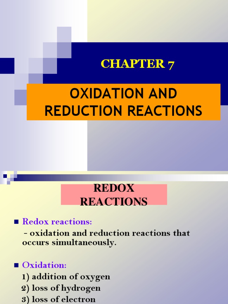Oxidation and Reduction Reactions | PDF | Redox | Chemical Reactions