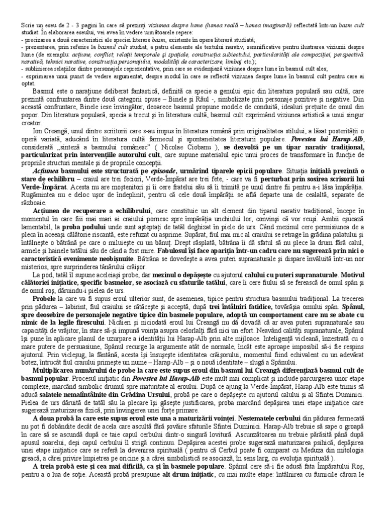 Viziunea Despre Lume Basm Cult | PDF