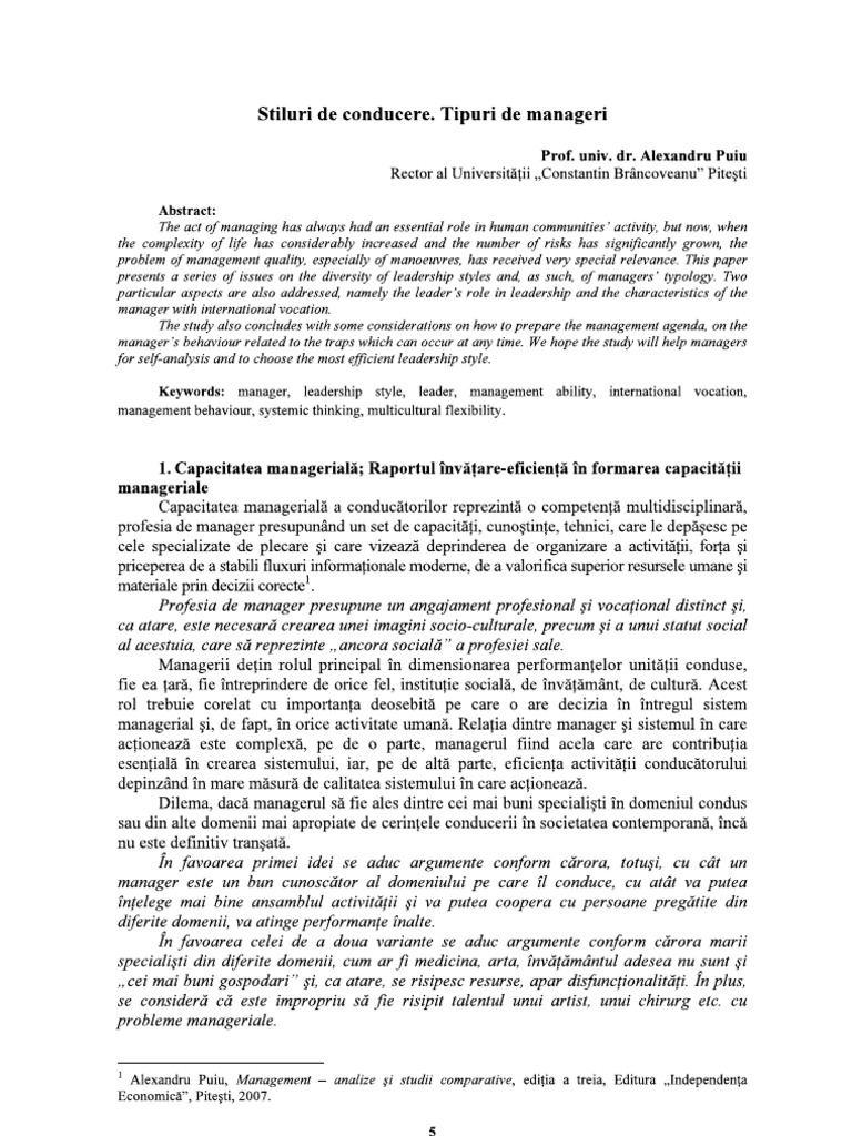 Tipologii de Manageri | PDF
