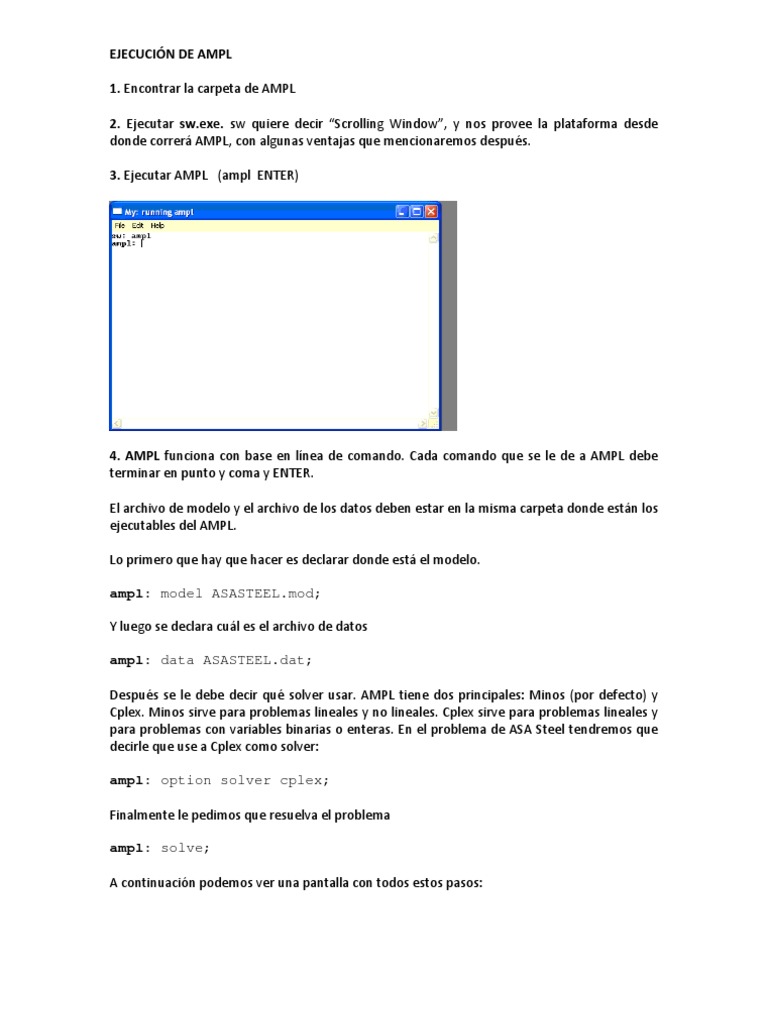 Tutorial AMPL | PDF | Métodos y materiales de enseñanza | Computadoras