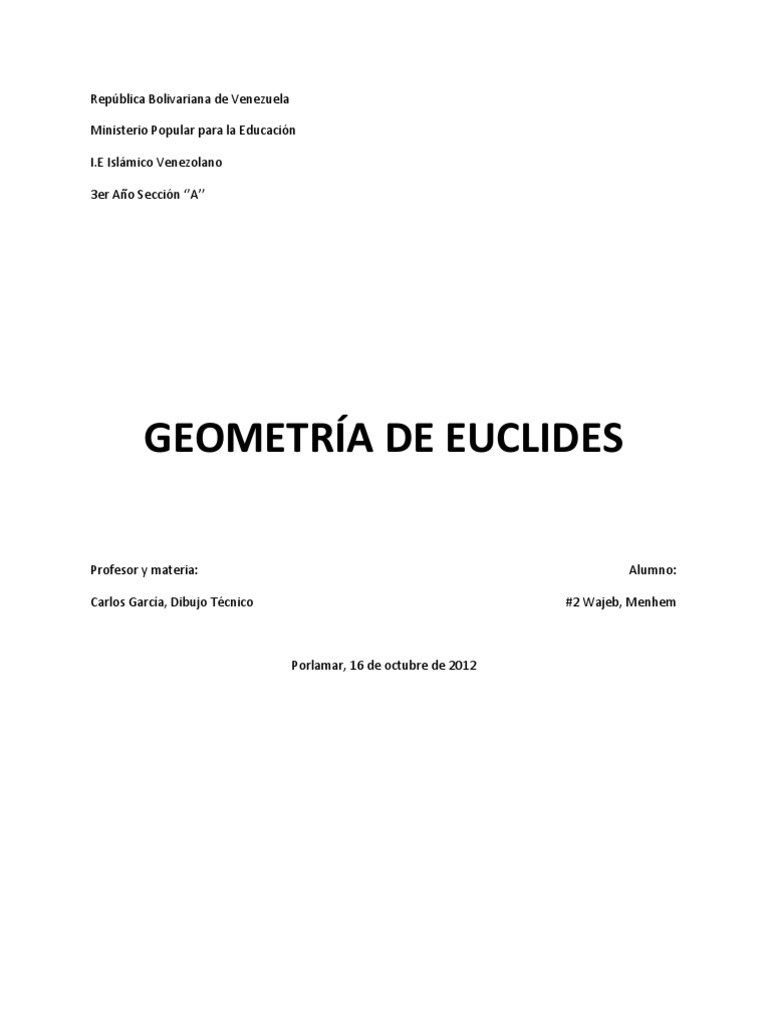 Geometria De Euclides Pdf Geometría Euclidiana Geometría