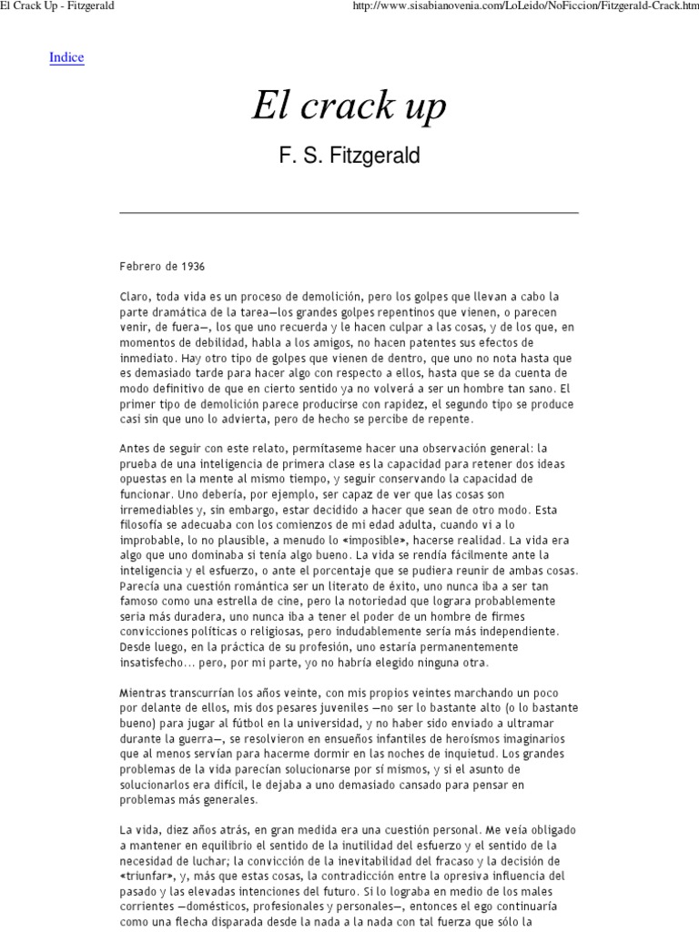 El Crack Up - Fitzgerald | PDF | Amor | Vladimir Lenin