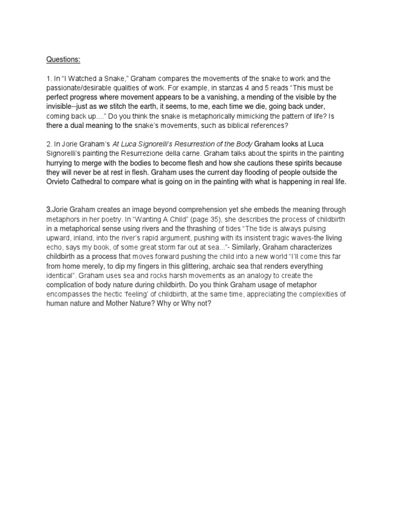 Metaphors of Birth and Rebirth in Jorie Graham's Poetry | PDF | Poetry ...