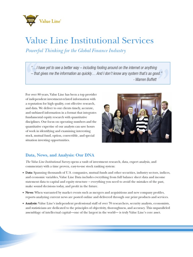 Value Line Pro Brochures Complete | PDF | Exchange Traded Fund | Investor
