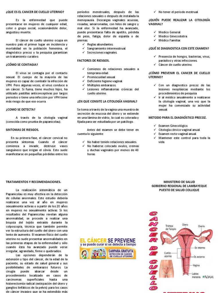 Triptico Cervix | PDF | Cáncer de cuello uterino | Cáncer