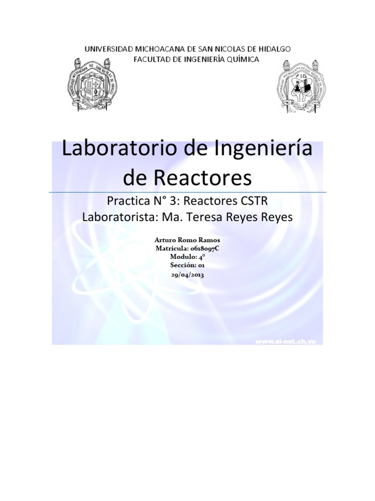 Reactores CSTR | PDF | Reactor Quimico | Física