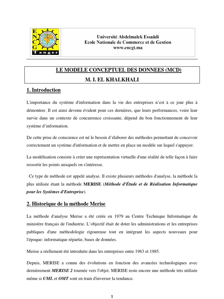 MCD | PDF | Informatique | Système d'information