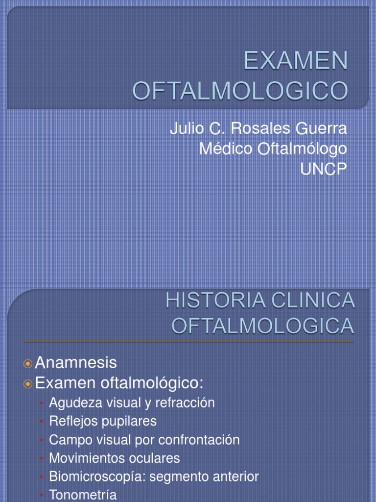 Examen Oftalmologico | PDF | Córnea | Oftalmología