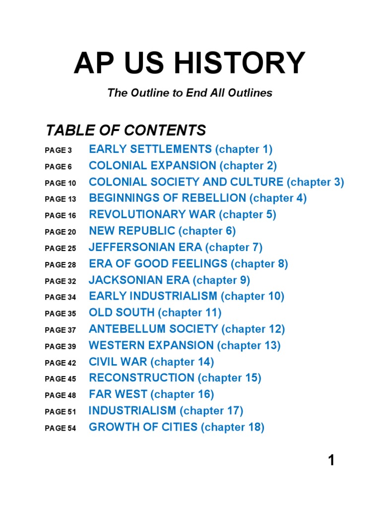 AP US History Comprehensive Outline | PDF | United States Bill Of ...