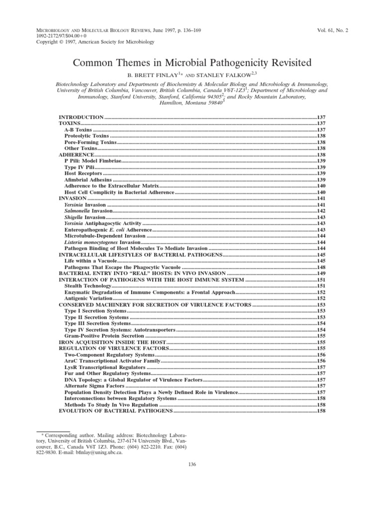 Common Themes Micobe Pathogenicity | PDF | Secretion | Signal Transduction