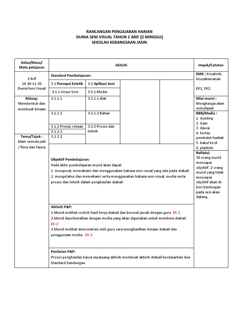RPH Binaan Stabail Bunga | PDF | Griya & Taman