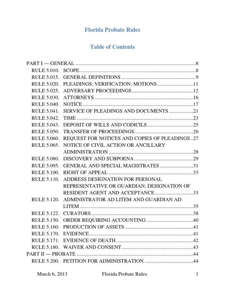 Florida Rules Of Probate Procedure 2025 – LGEJ