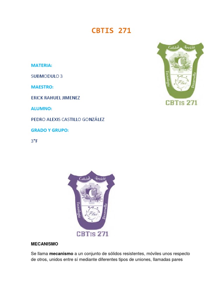 CBTIS 271 Submodulo 3 | PDF | Engranaje | Movimiento (física)