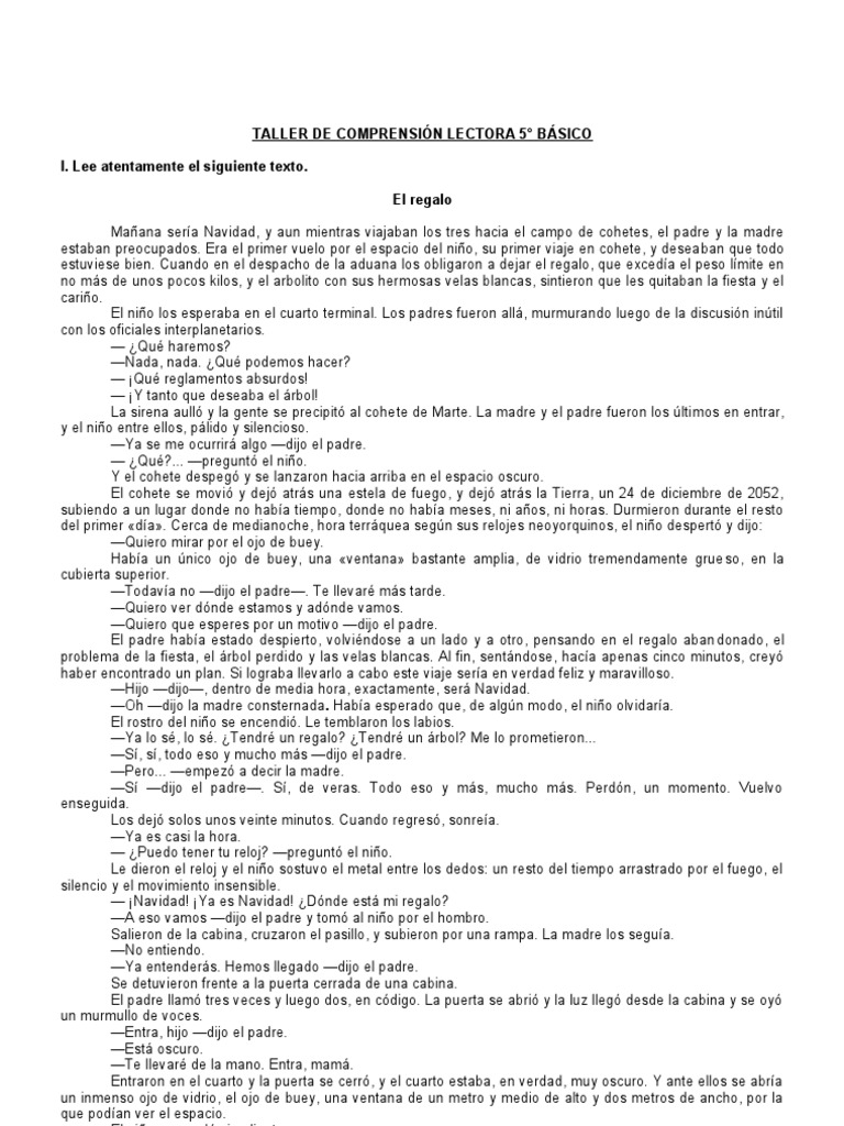 El Regalo LECTURA DE COMPRENSIÓN | PDF | Comillas | Ciencia ficción