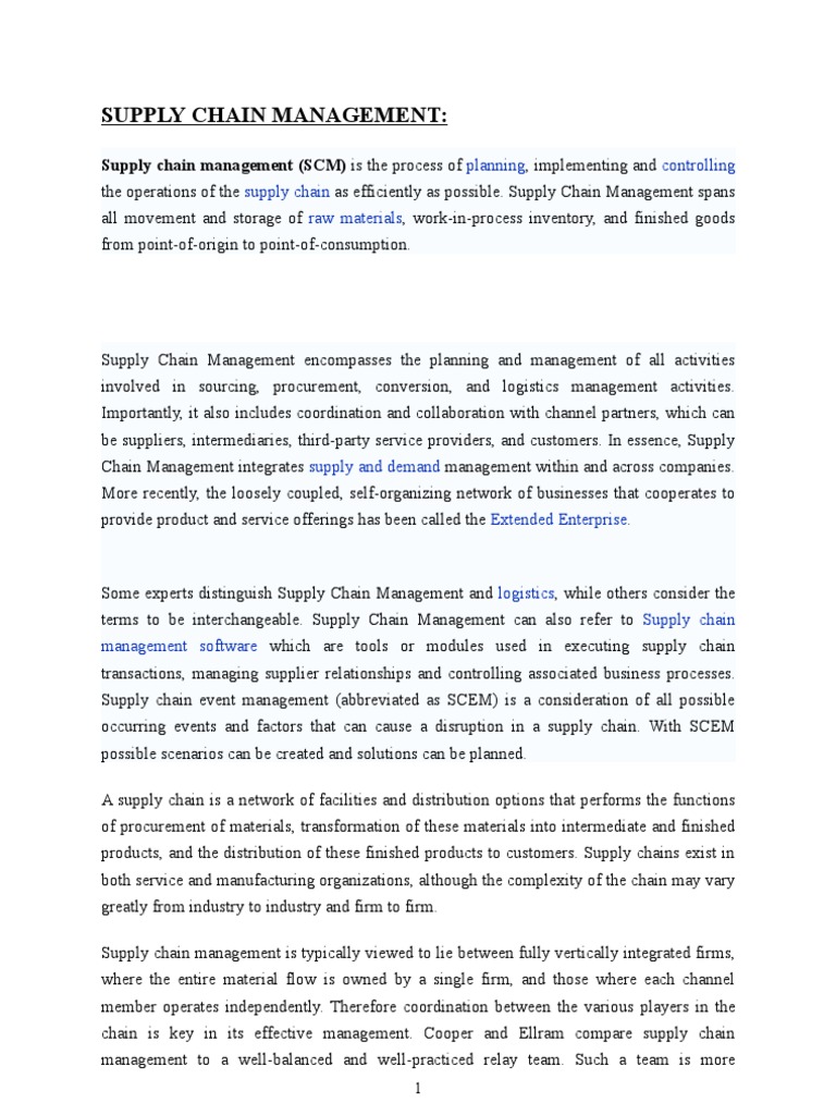 Supply Chain Management | PDF | Supply Chain | Logistics