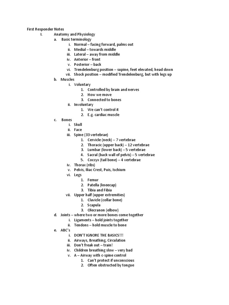 First Responder Notes | PDF | Shock (Circulatory) | Heart