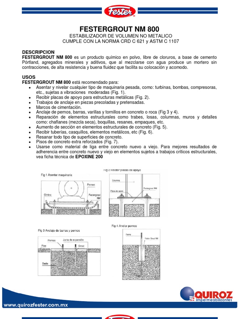 Festergrout NM 800 | PDF | Hormigón | Cemento