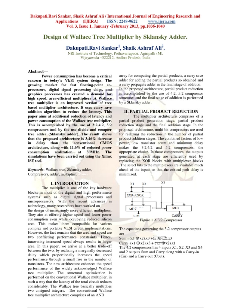 Optimizing Wallace Tree Multiplier Design | PDF | Computer Engineering ...