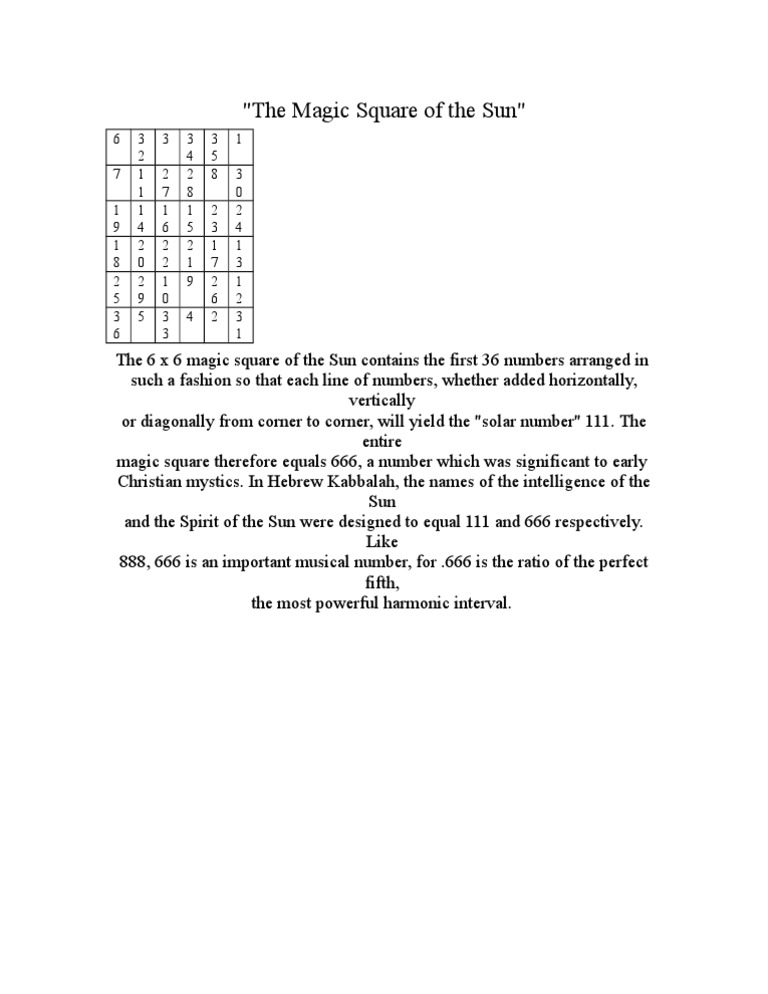 Magic Square of the Sun Explained | PDF