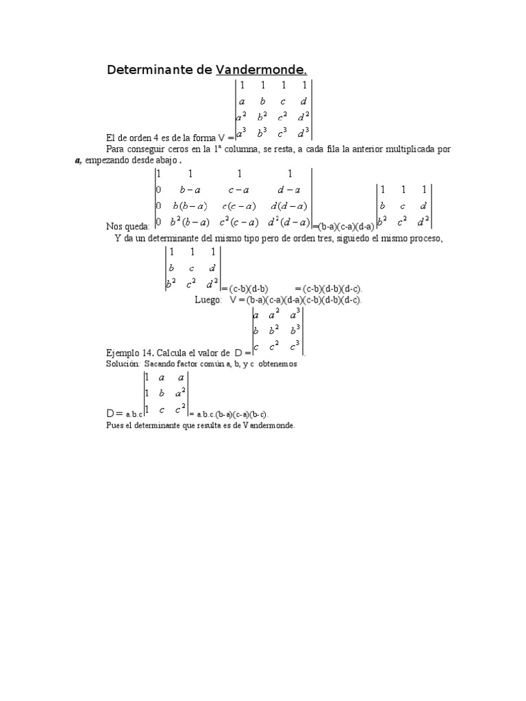 Determinante de Vandermonde | PDF