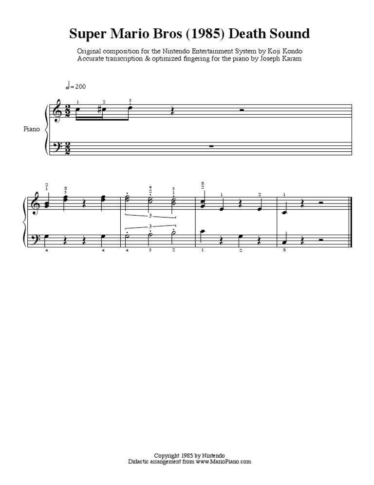 Mario Sheet Music Death Sound | PDF