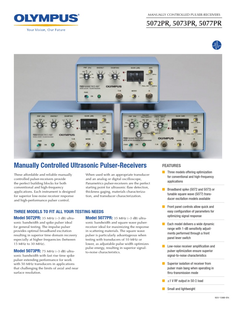 Pulse-Receiver Olympus | PDF | Ultrasound | Signal To Noise Ratio