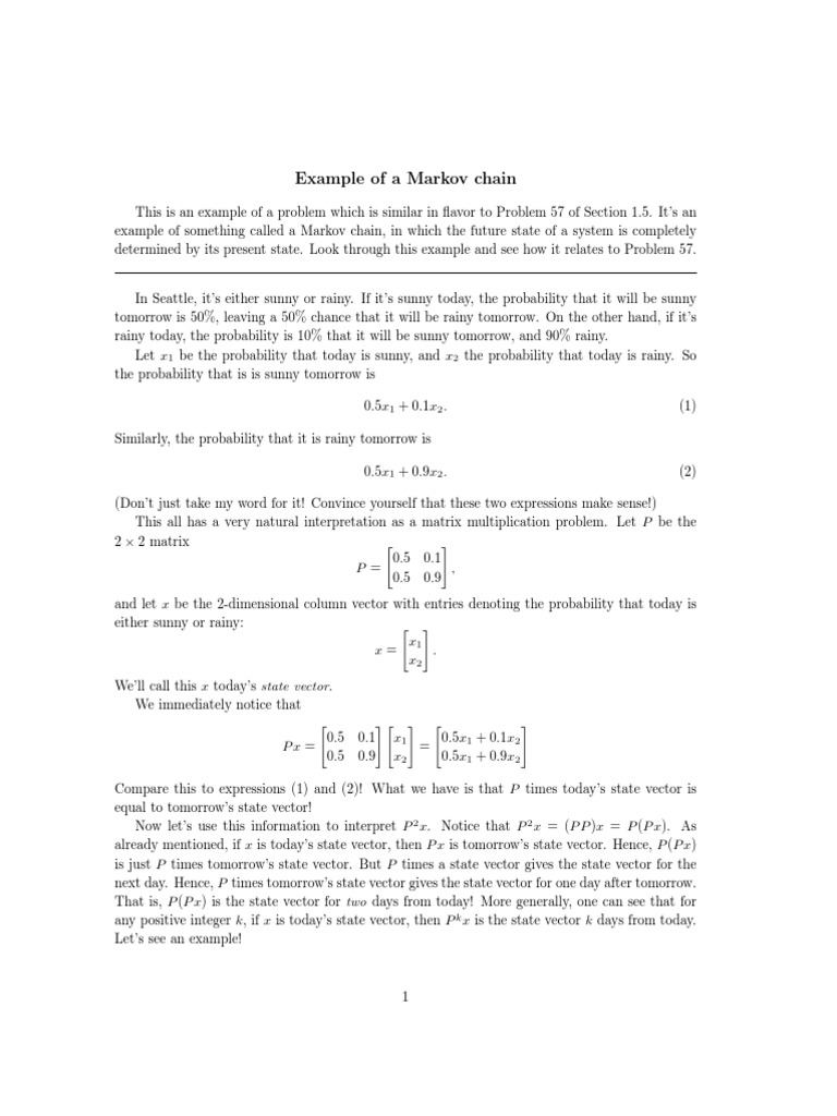 Example of A Markov Chain | PDF | Markov Chain | Matrix (Mathematics)
