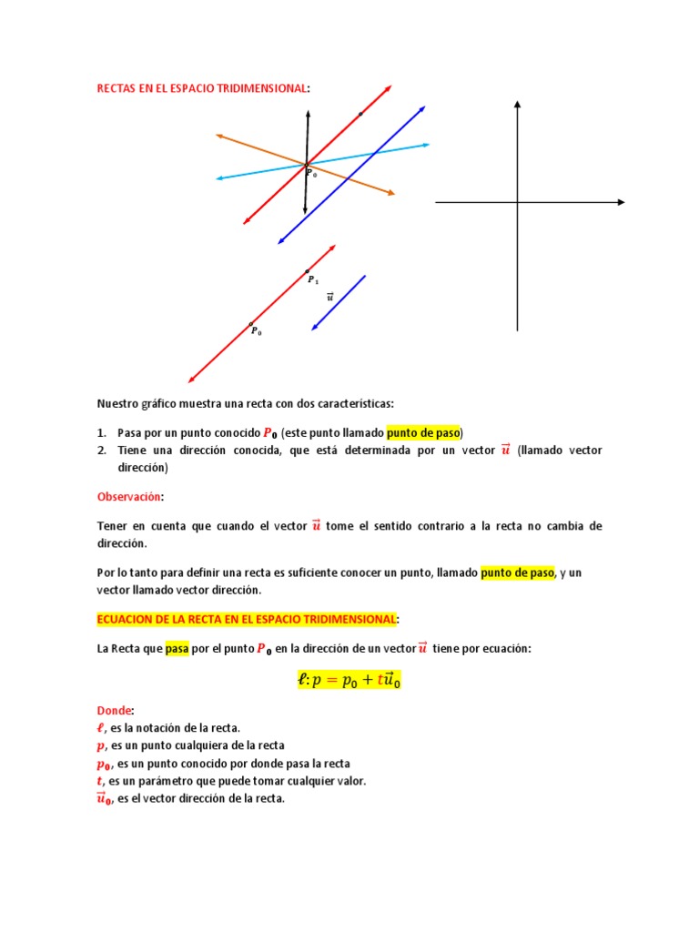 Rectas en El Espacio Tridimensional | PDF | Línea (geometría) | Vector Euclidiano