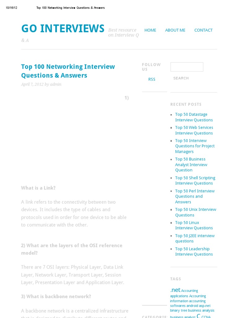Top 100 Networking Interview Questions & Answers | PDF | Virtual Private Network | Computer Network