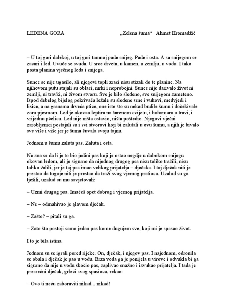 Moja Lektira LEDENA GORA Hromadzic | PDF
