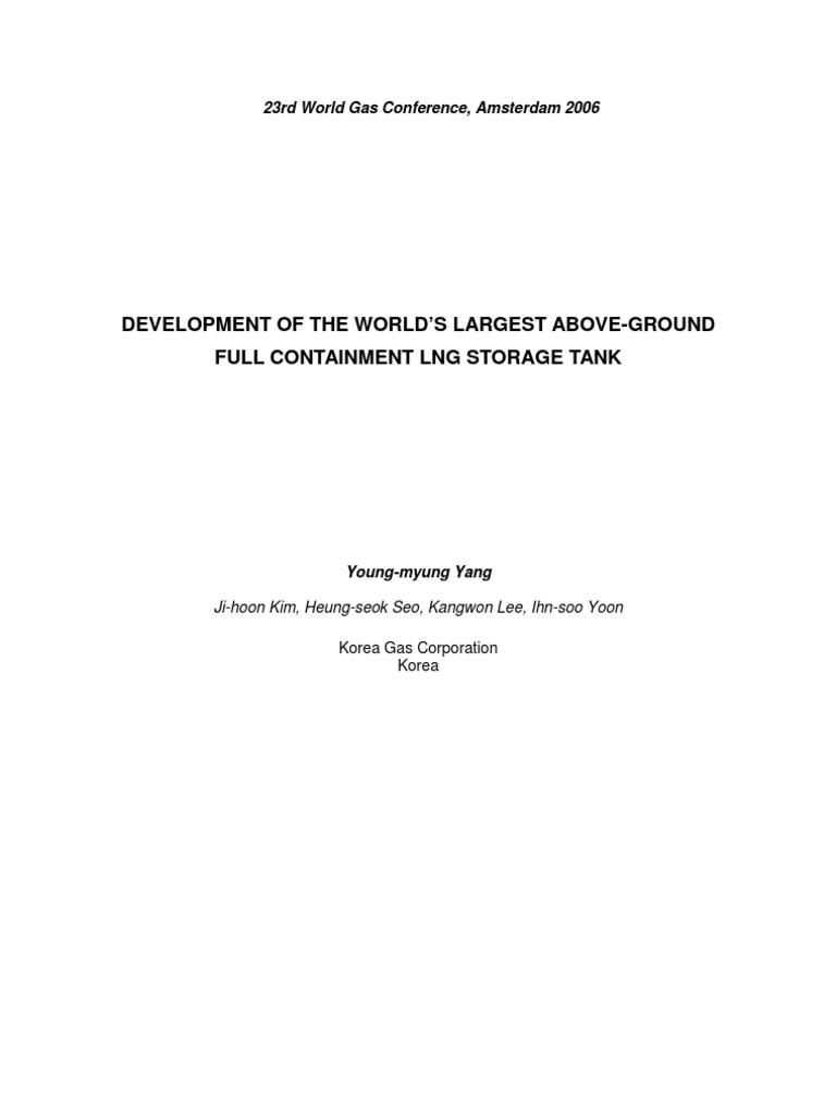 World's Largest Full Containment LNG Tank | PDF | Liquefied Natural Gas ...