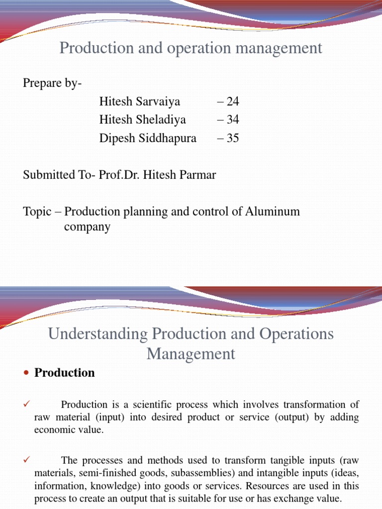 Production and Operation Management | PDF | Aluminium | Operations ...