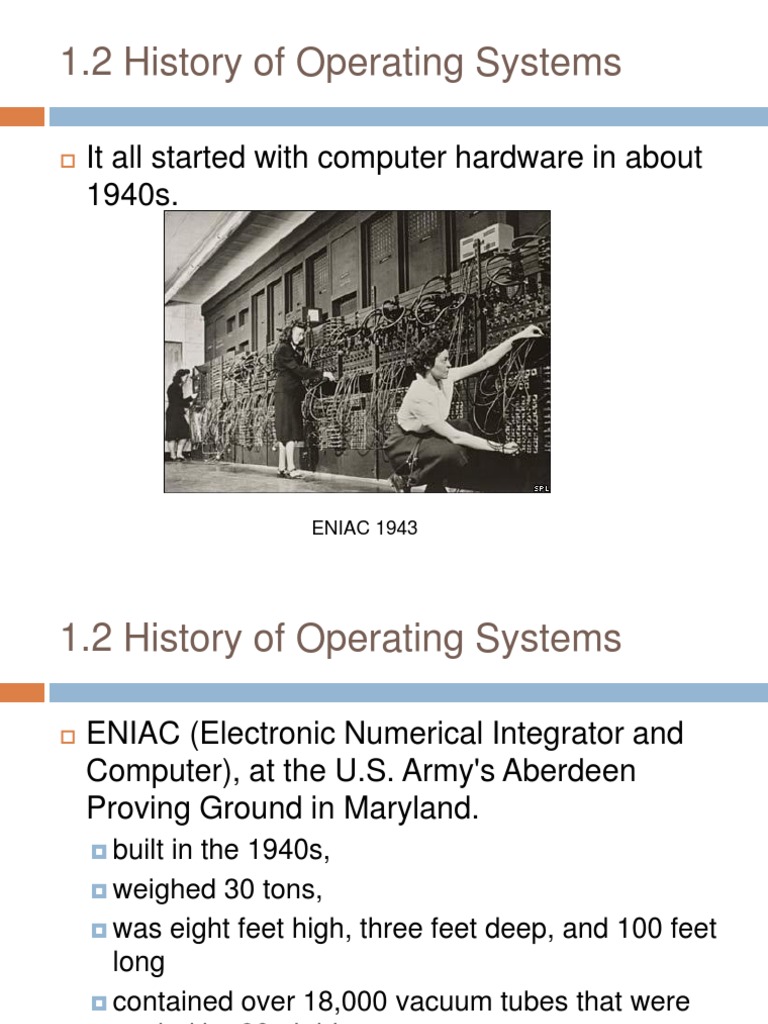1.2 History of Operating Systems: It All Started With Computer Hardware in About 1940s ...