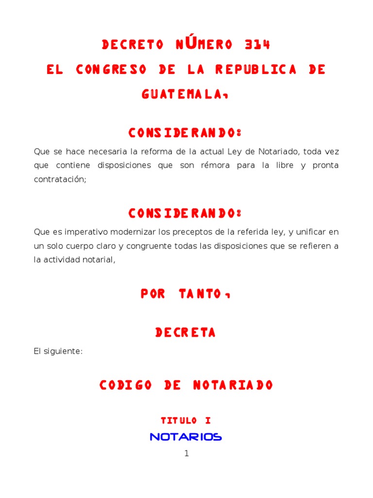 Codigo de Notariado Decreto 314 | PDF | Voluntad y testamento ...
