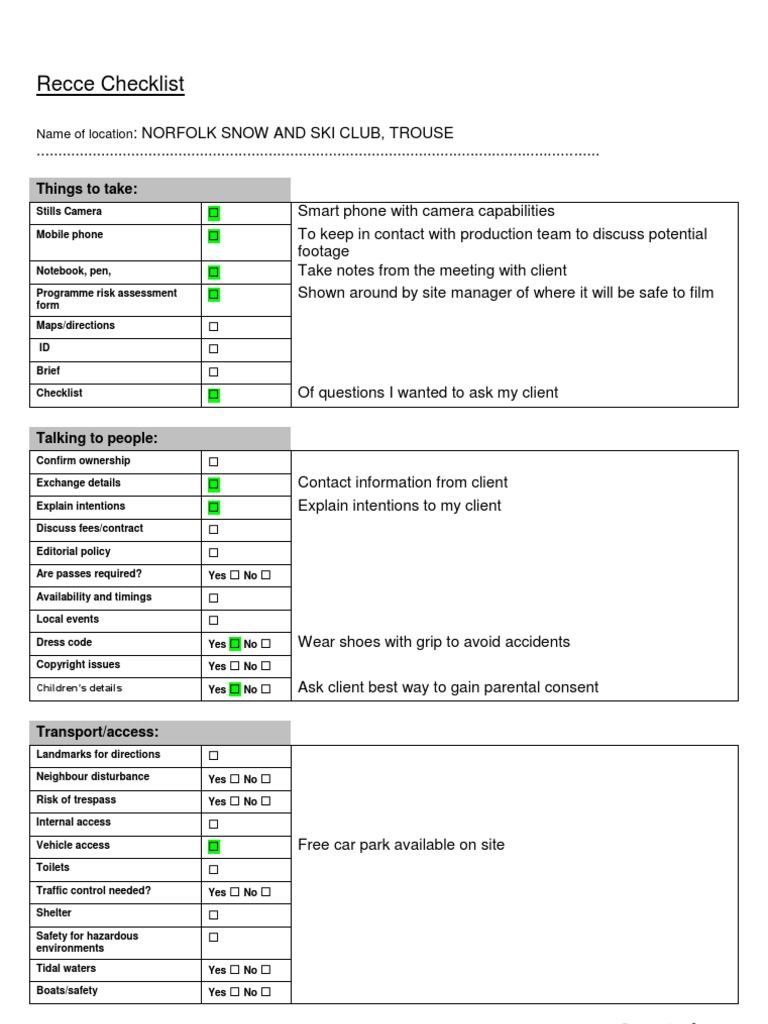 Recce Checklist | Download Free PDF | Reconnaissance | Science