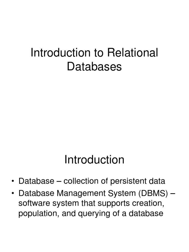 Relational Databases 101 Pdf Relational Database Data Management