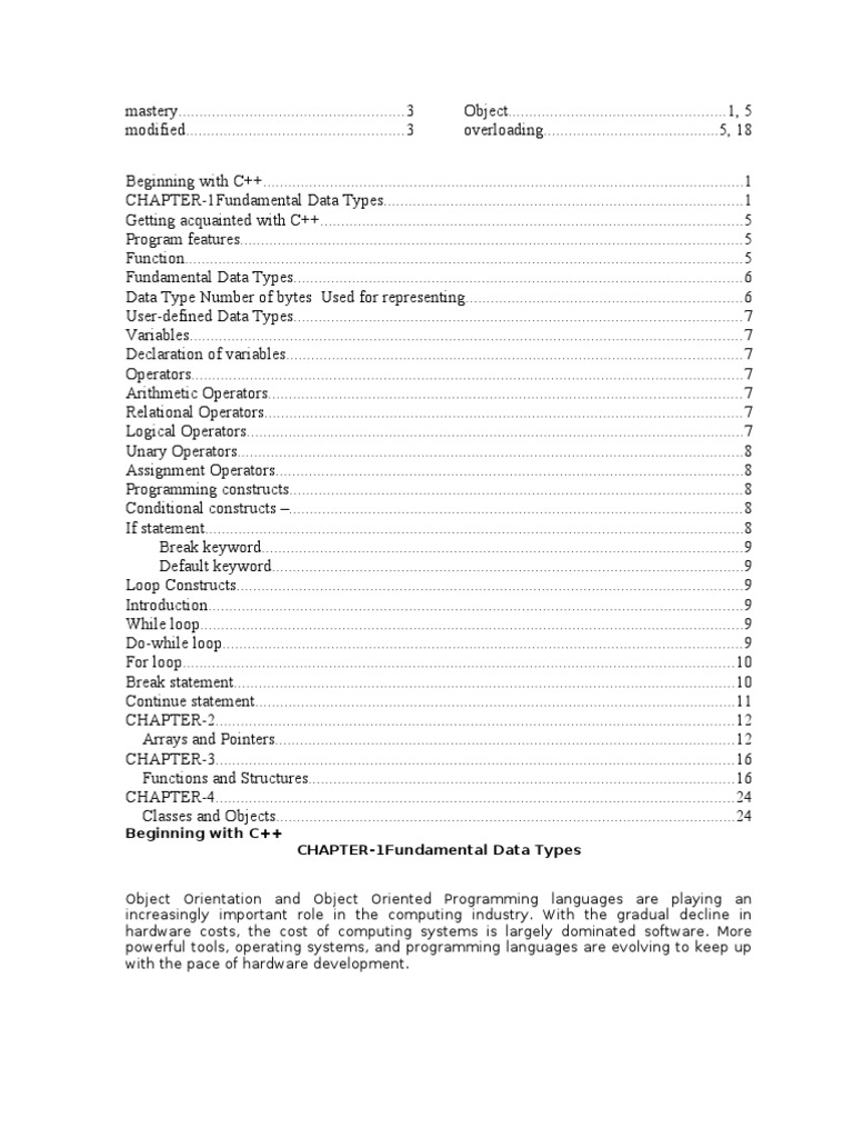 Beginning With C++ CHAPTER-1Fundamental Data Types | Download Free PDF | Control Flow | Pointer ...