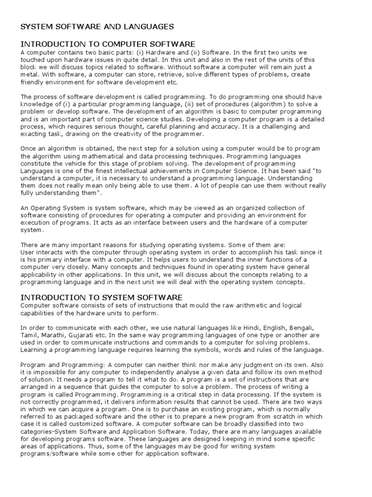 System Software and Languages | PDF | Assembly Language | Computer Program