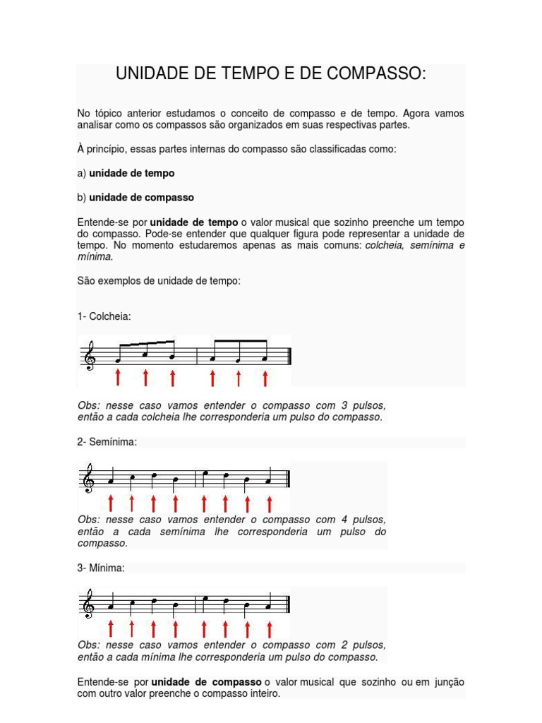 Unidade de Tempo e de Compasso PDF | PDF