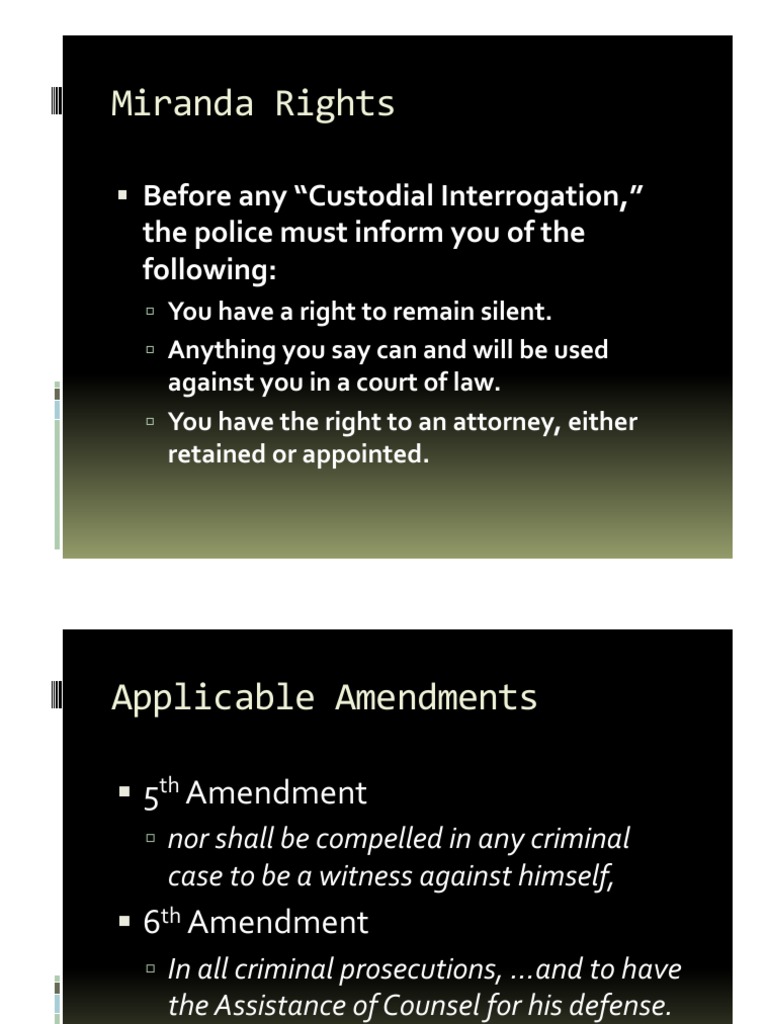 Miranda Rights and Cases | PDF | Miranda Warning | Arrest