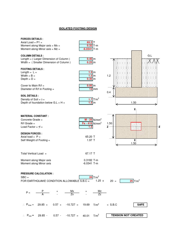 Isolated Footing Design by Sefian | PDF | Column | Applied And ...