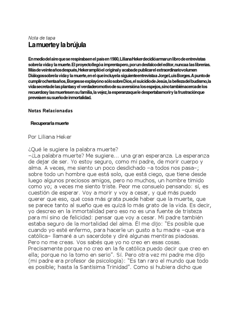 La Muerte y La Brujula Borges | PDF | infinito | Alma