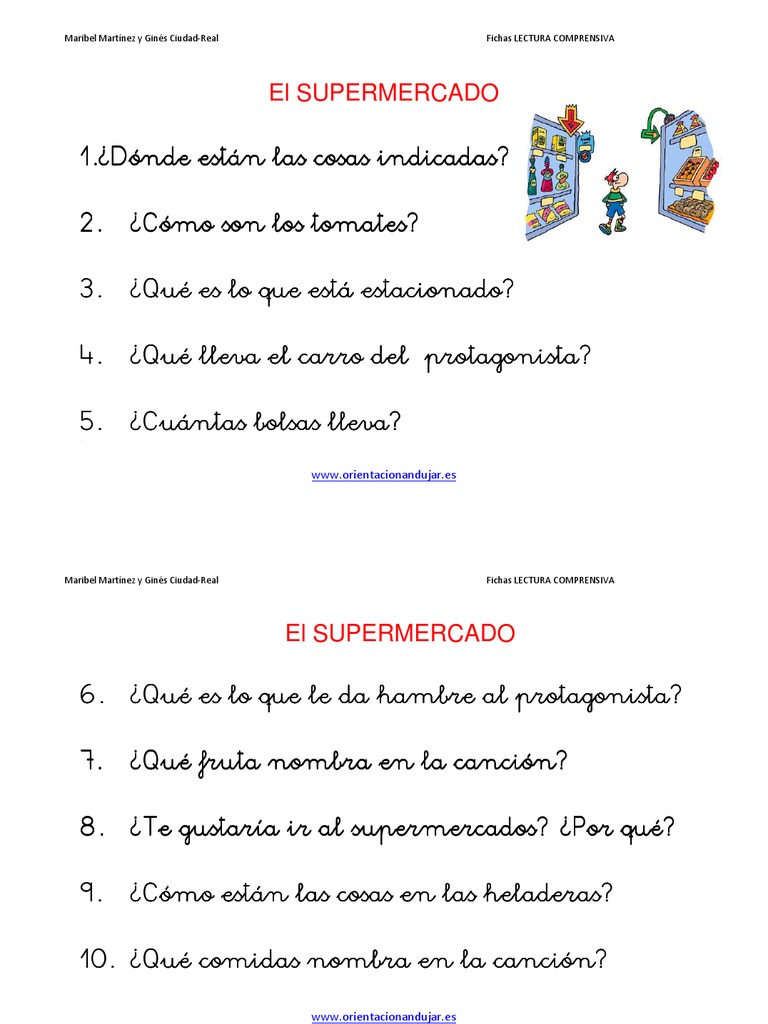 Actividades para Trabajar La Canción EL SUPERMERCADO Escucha ...