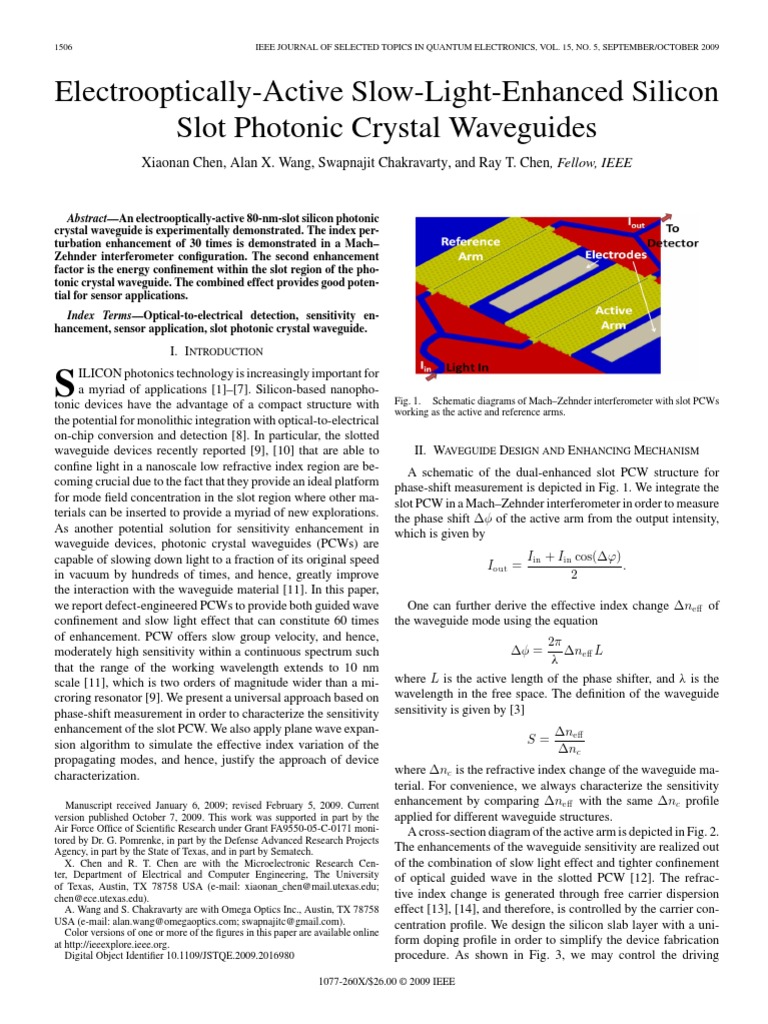 Electrooptically-Active Slow-Light-Enhanced Silicon Slot Photonic Crystal Waveguides | PDF