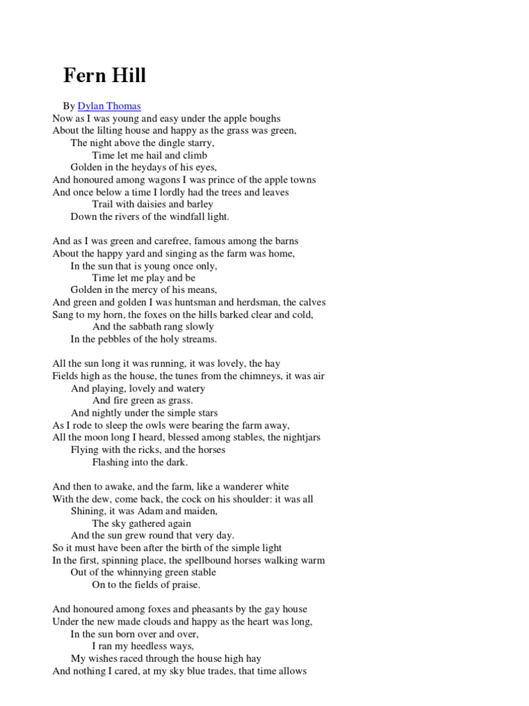 Fern Hill - Dylan Thomas | PDF